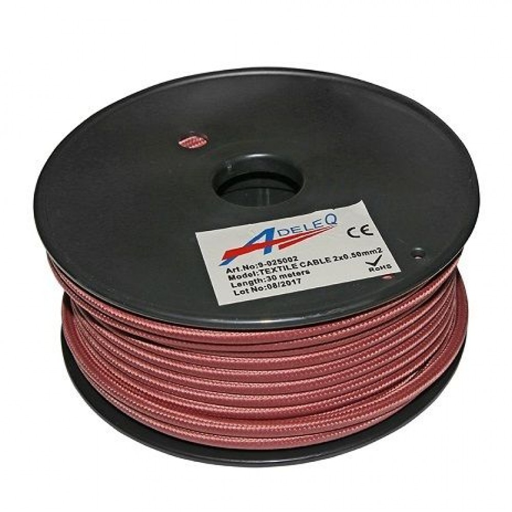 Cablu textil colorat 2x0.5 roz metalizat 9-025002